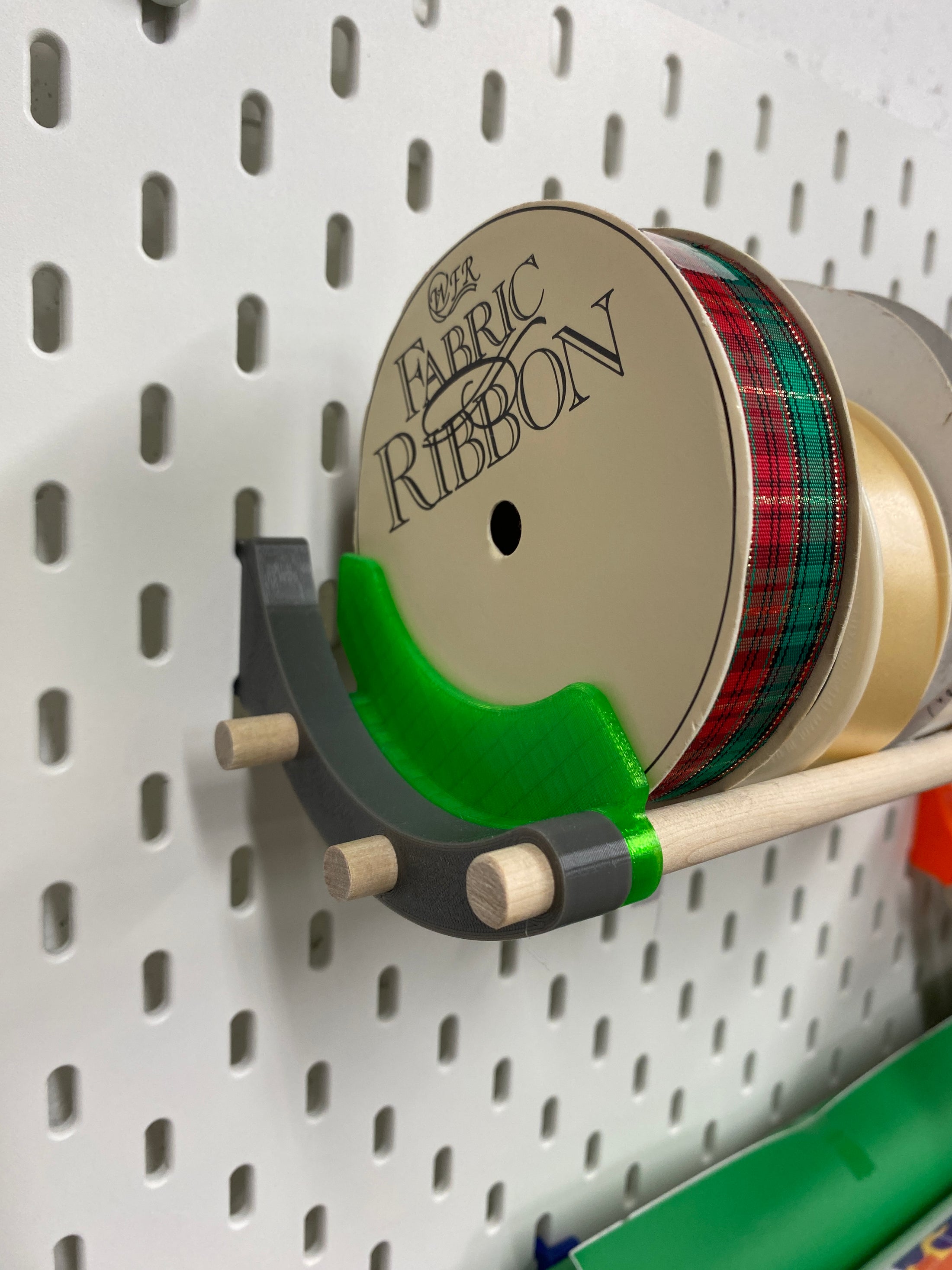 Tape and ribbon organizer for pegboard - end cap bracket. Stop your ro ...